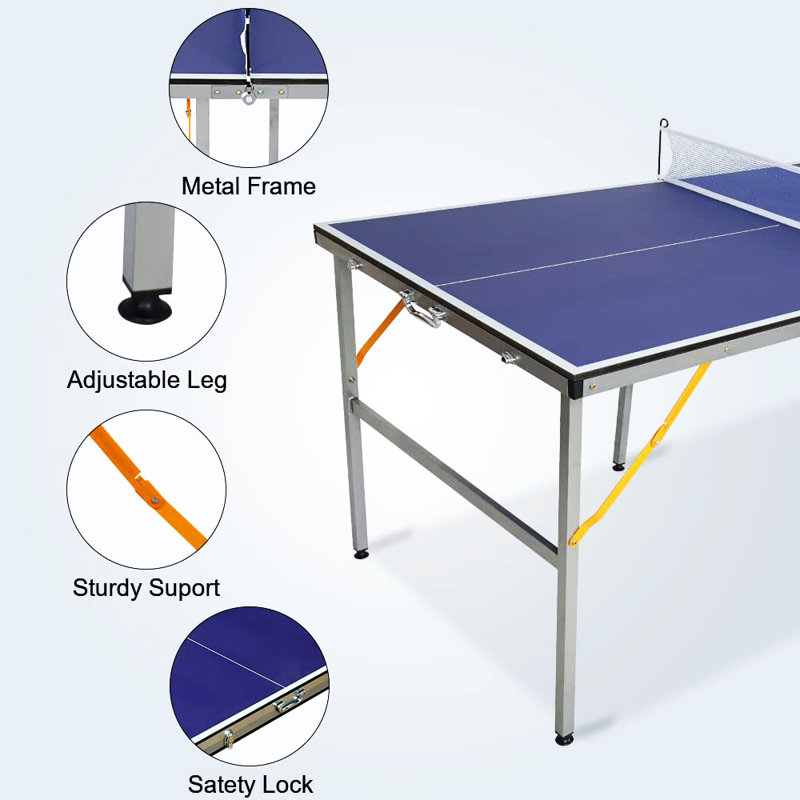 iYofe 6FT Table Tennis Table Foldable & Portable Ping Pong Table Set, 2 Table Tennis Paddles & 3 ...